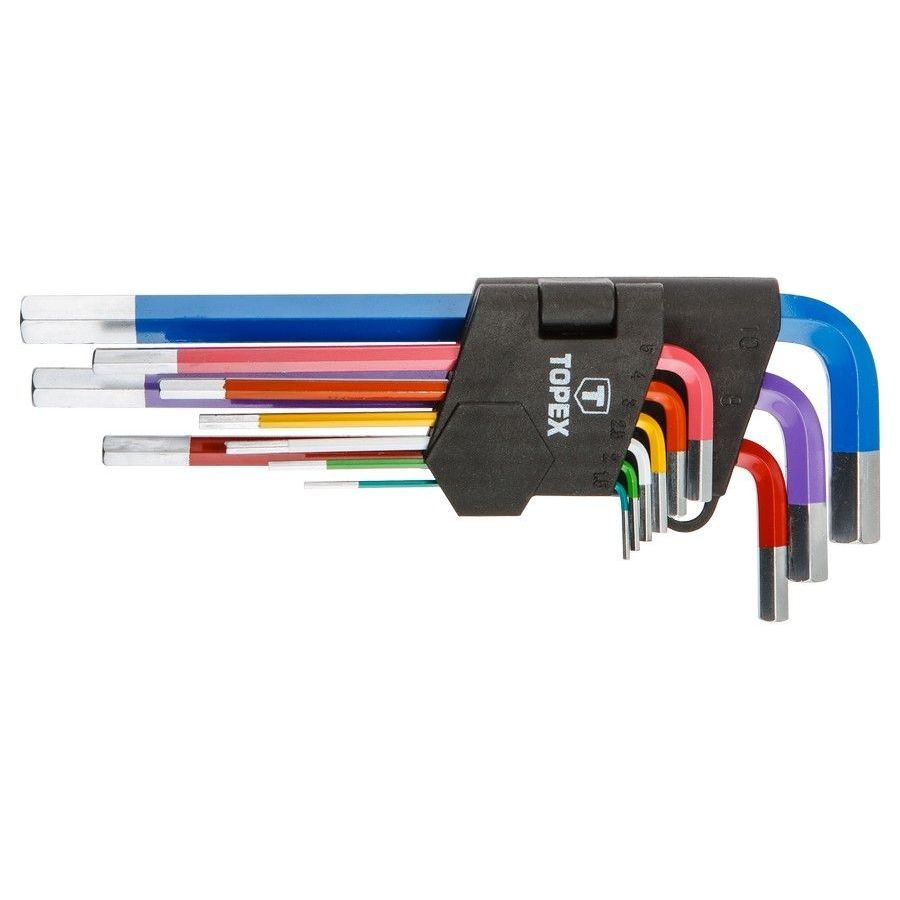Topex 9pc Extra Long Hex Key Set (Coloured) - Allen Keys - Hand Tools