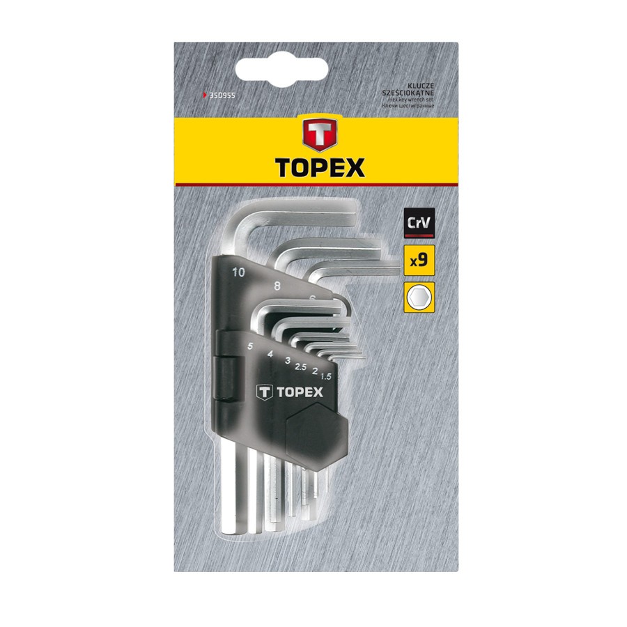 TOPEX L-type Hex Security Key Set With Storage Holder 9 pcs - Allen Keys - Hand Tools