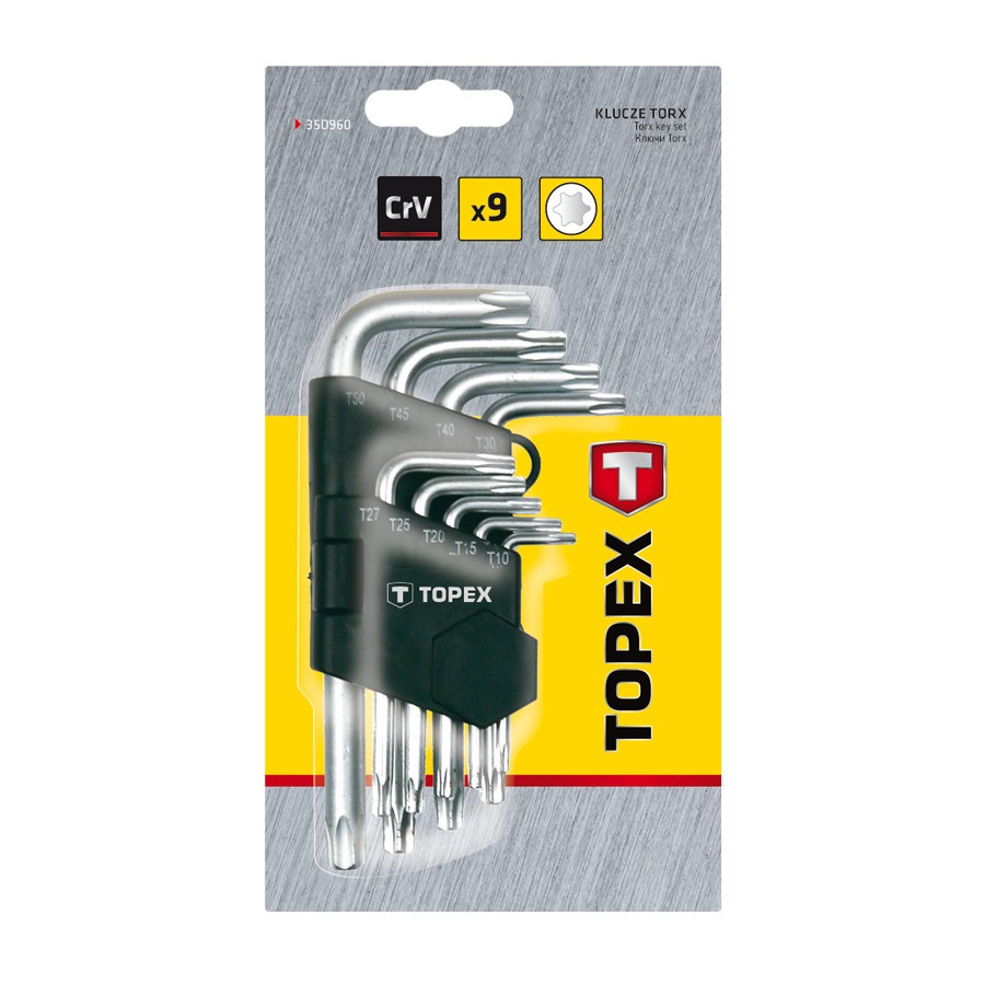 TOPEX L-type Torx Security Key Set With Storage Holder T10 - T50 9 pcs