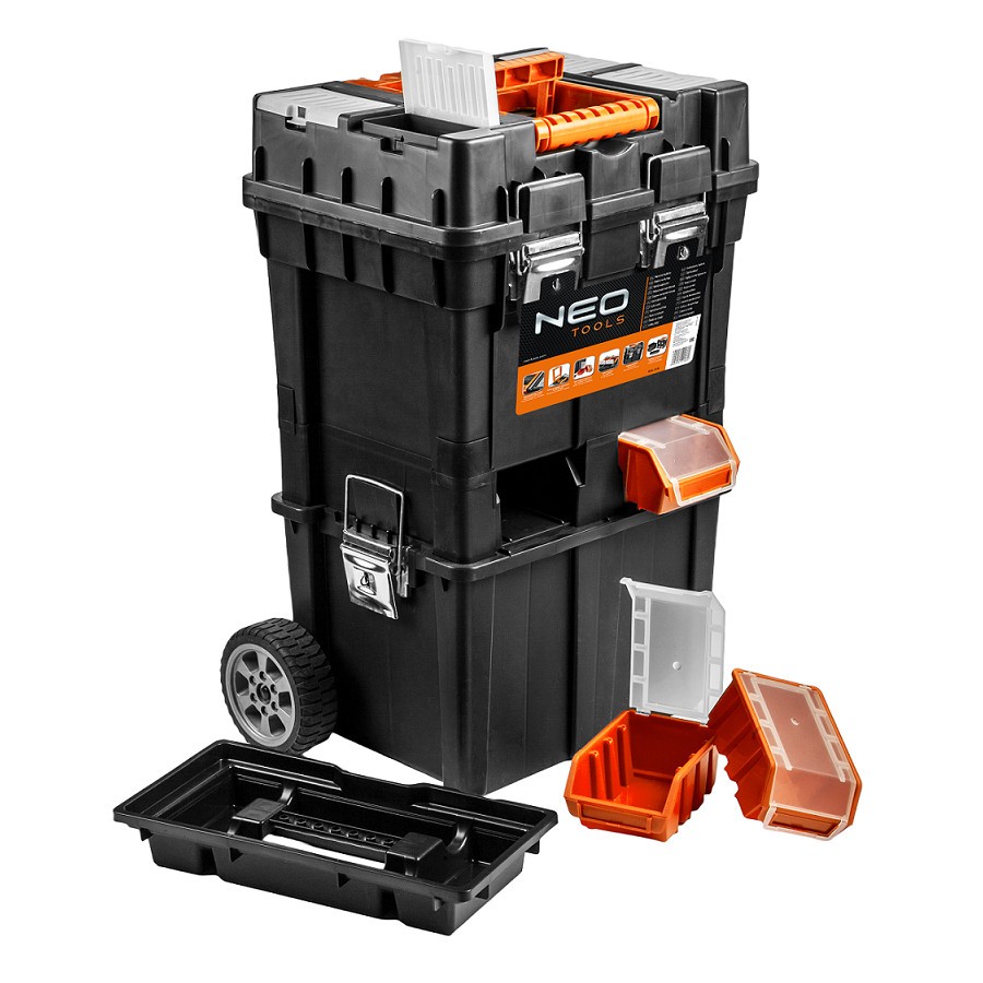 NEO Work Shop 2 in 1 Tool Box Chest Trolley Storage Organiser (84-115 ...