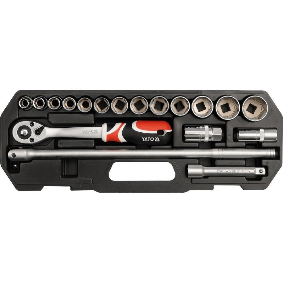YATO Professional Ratchet Socket Set 1/2" 18 pcs